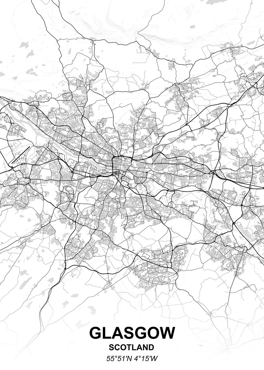 'Glasgow city map' Poster, picture, metal print, paint by Iwoko | Displate