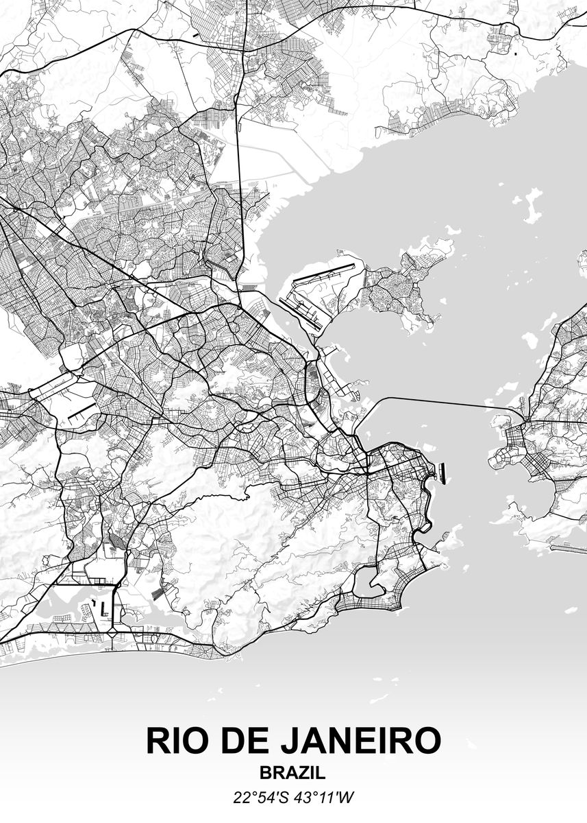 'Rio de Janeiro city map' Poster, picture, metal print, paint by Iwoko ...