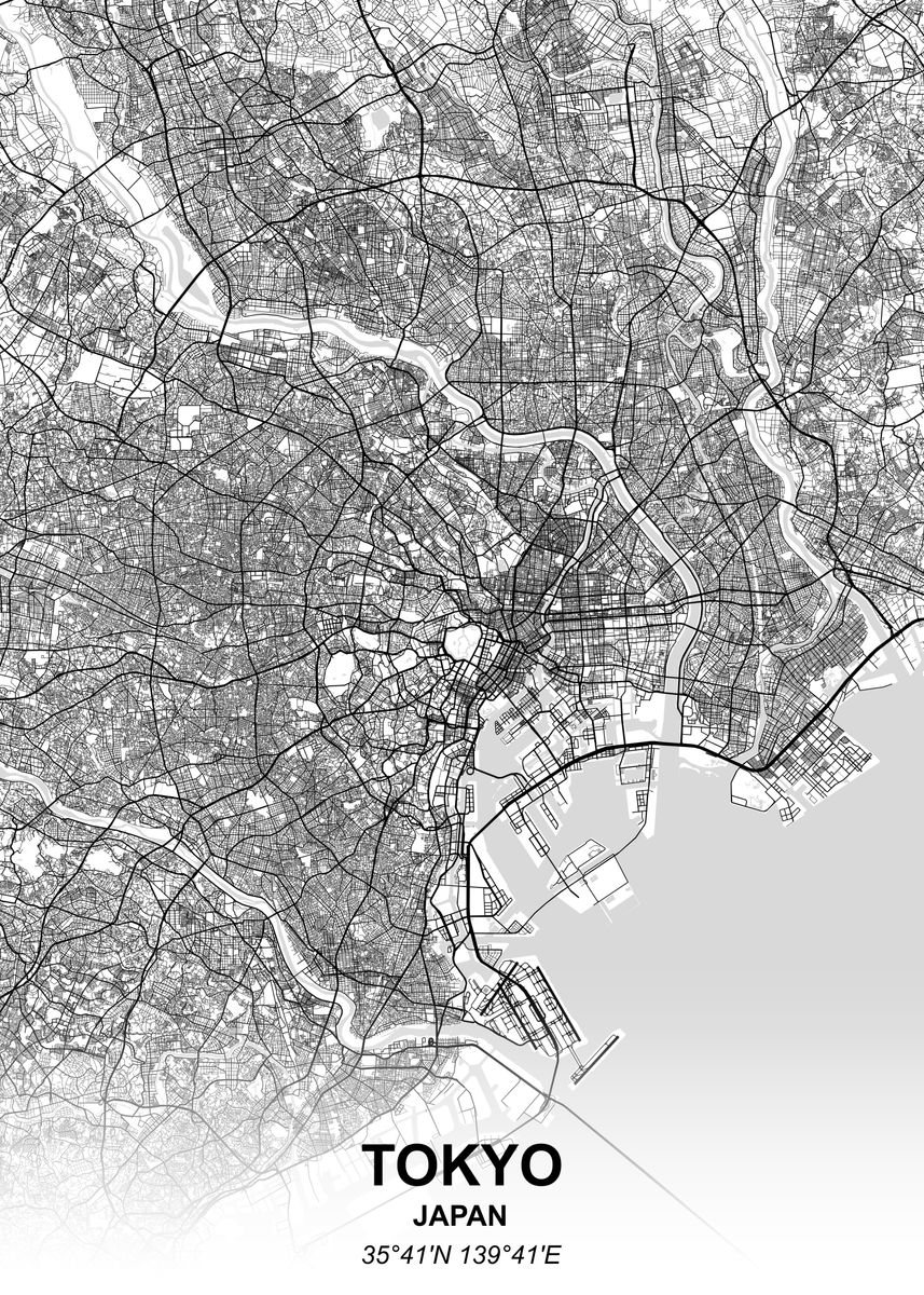 'Tokyo city map' Poster, picture, metal print, paint by Iwoko | Displate