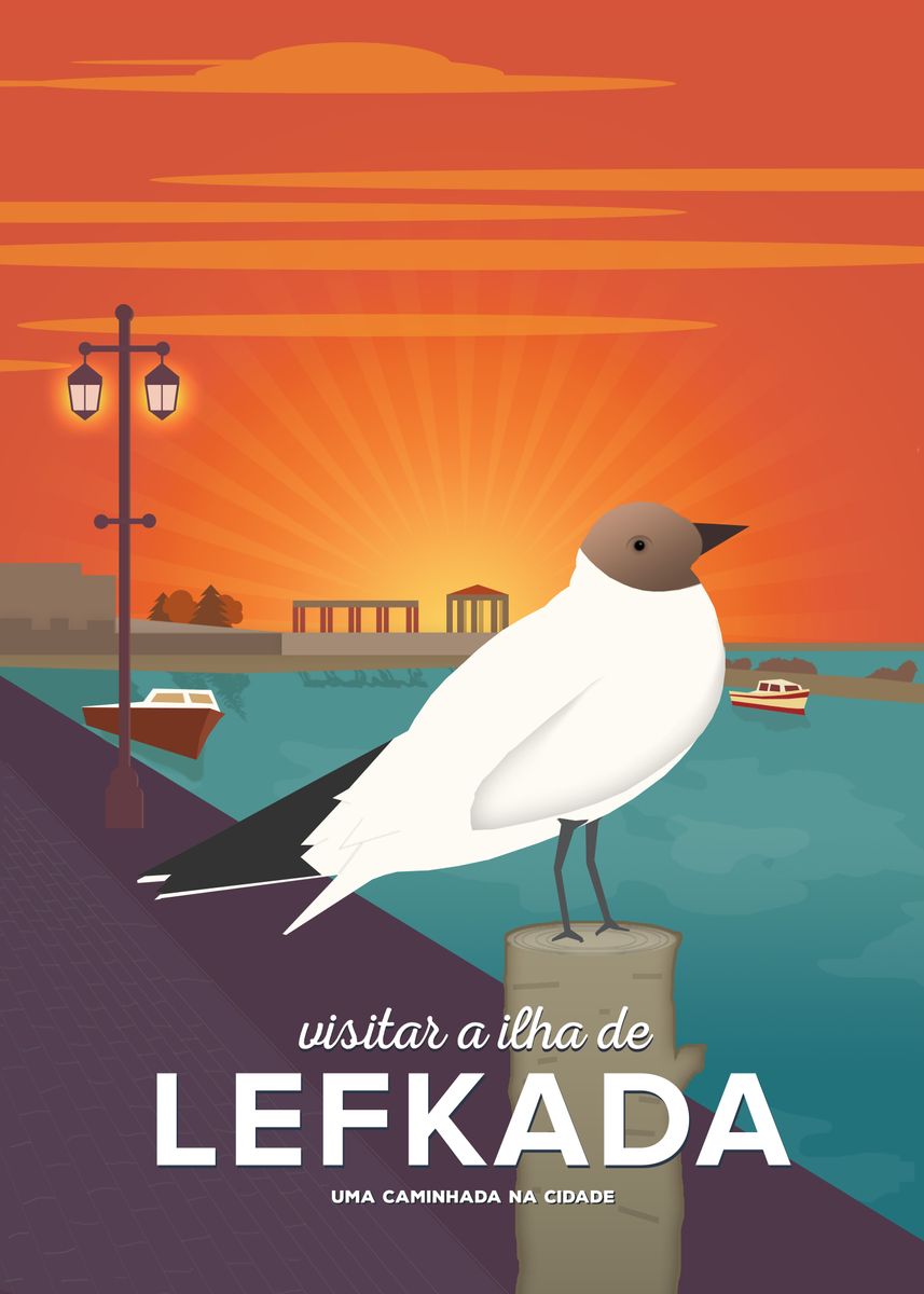 'Lefkada, Seabird at sunset' Poster, picture, metal print, paint by ...