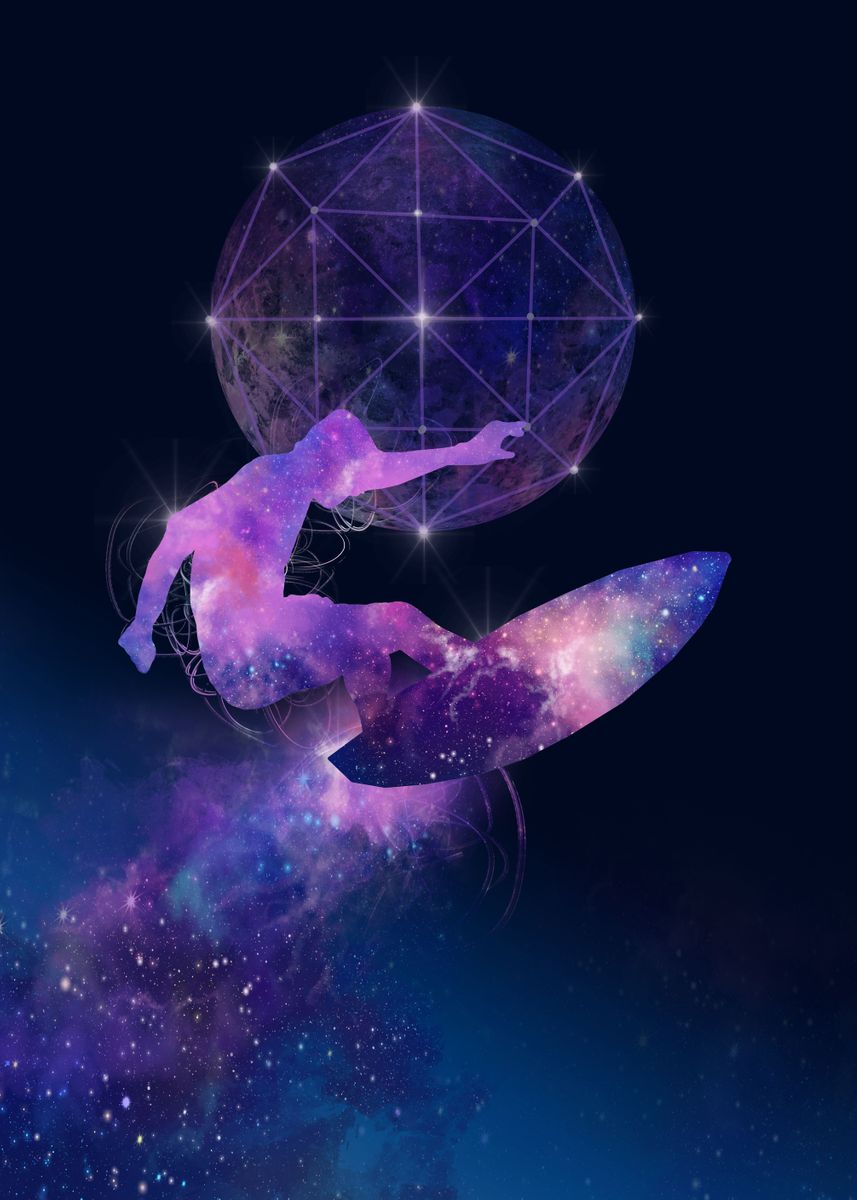 'galaxy surfer' Poster, picture, metal print, paint by Bekim Art | Displate