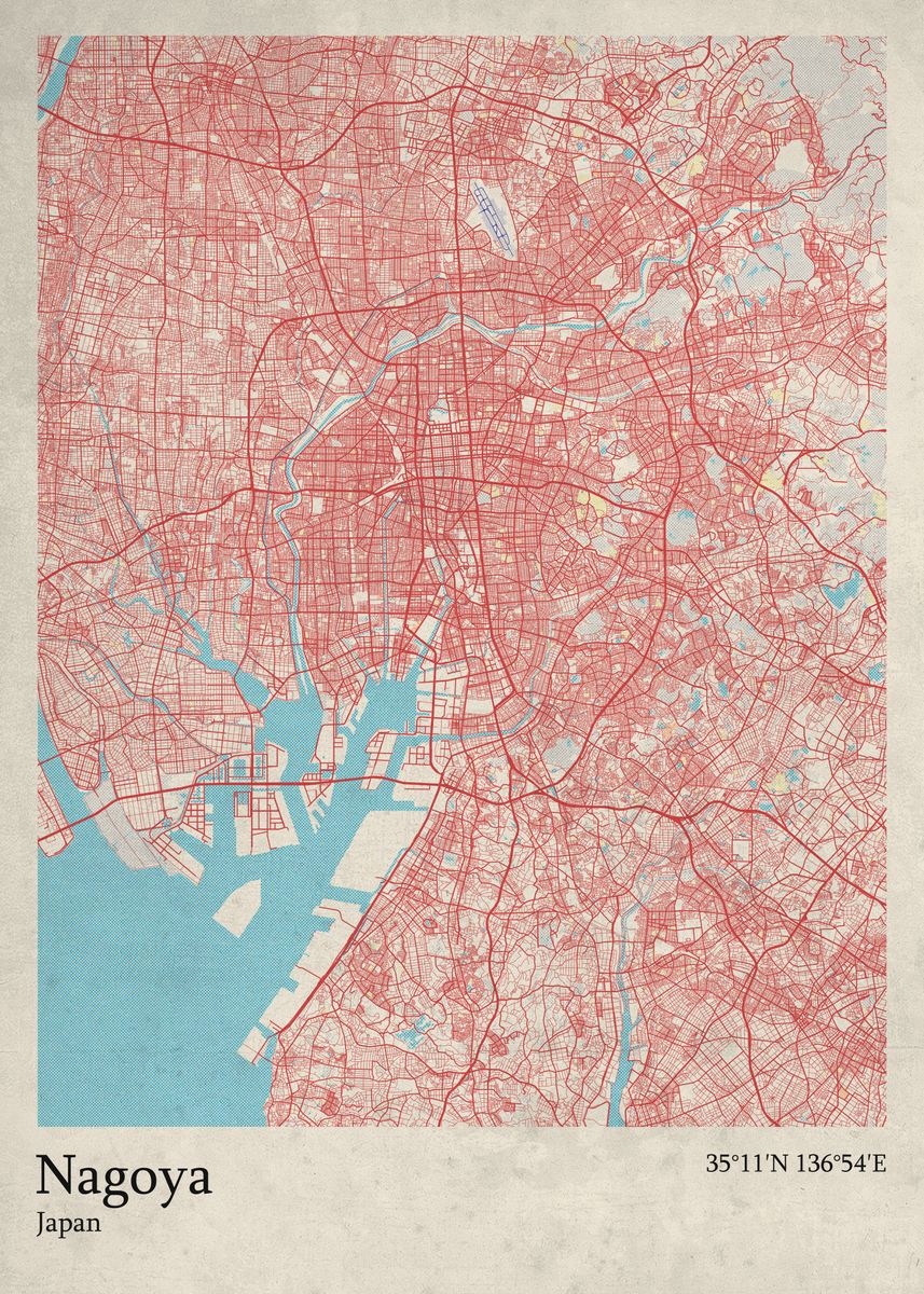 'Nagoya city map' Poster, picture, metal print, paint by Iwoko | Displate
