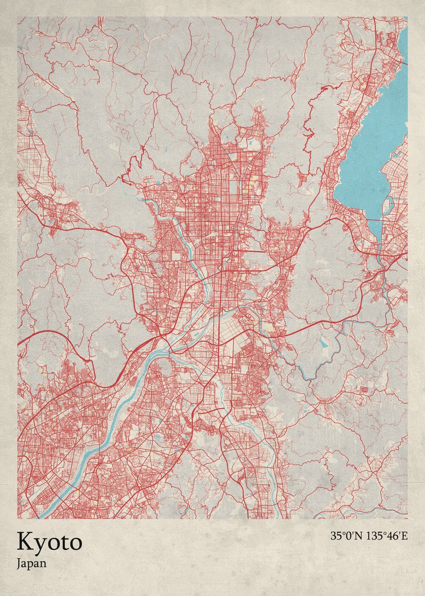 'Kyoto city map' Poster by Iwoko | Displate