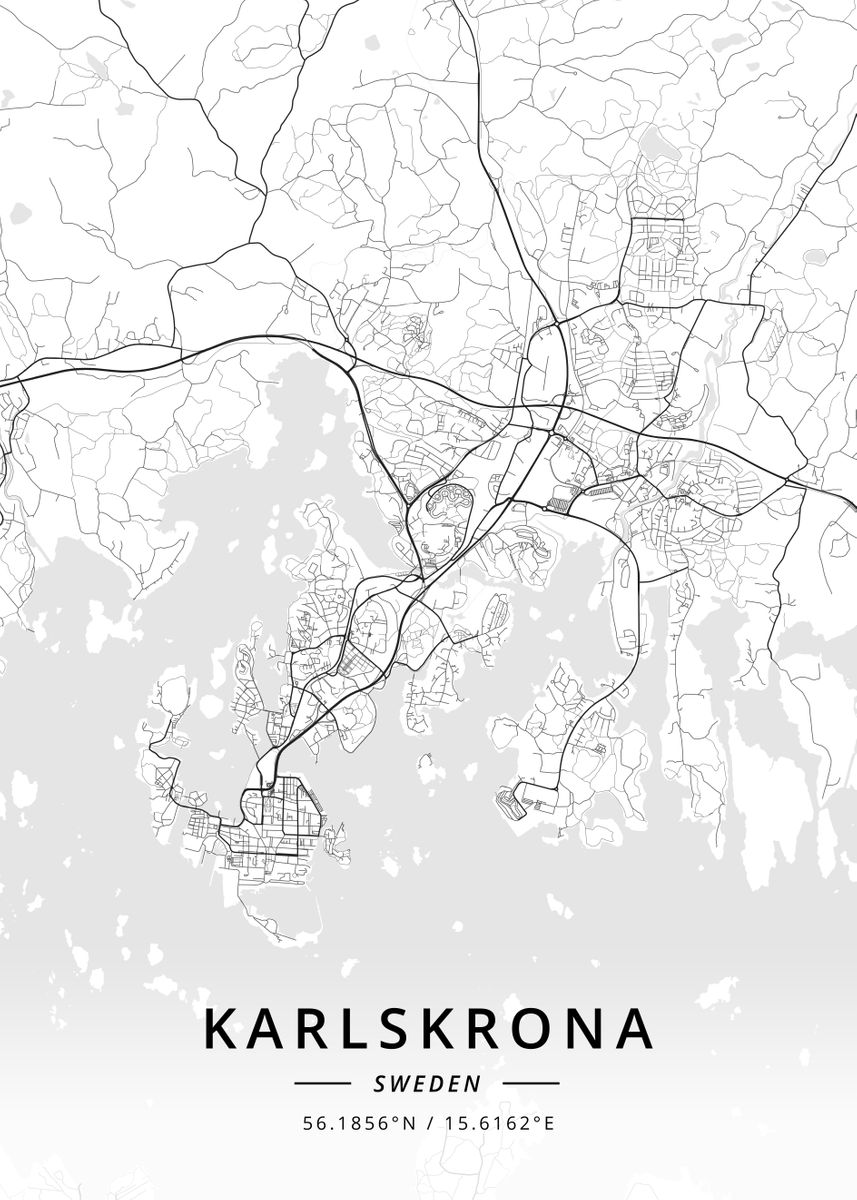 'Karlskrona, Sweden' Poster, picture, metal print, paint by Designer ...