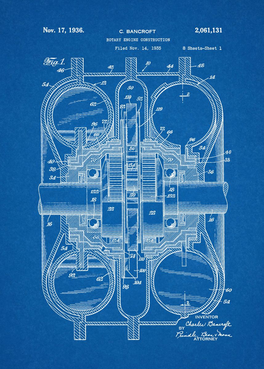 '1935 Rotary Engine' Poster, picture, metal print, paint by Nicram K ...