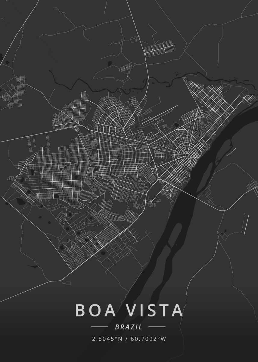 'Boa Vista, Brazil' Poster, picture, metal print, paint by Designer Map ...