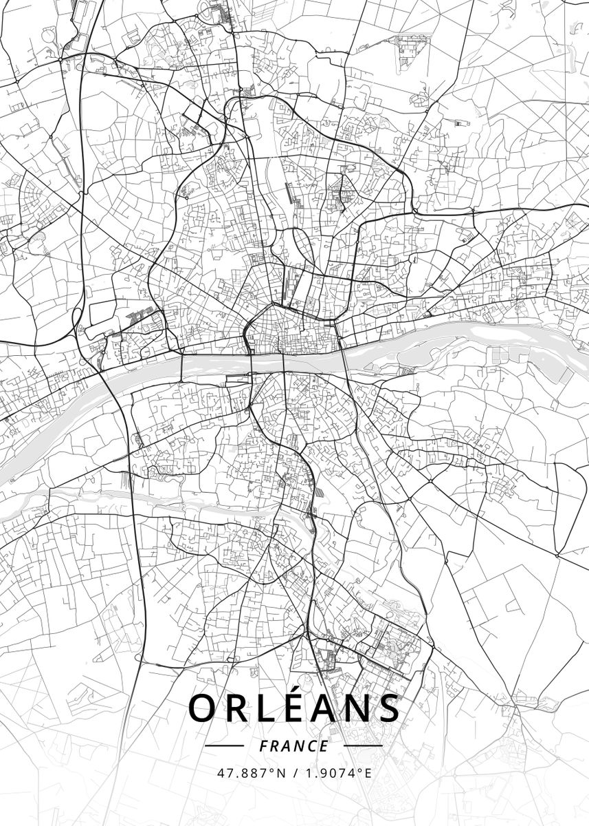 'Orleans, France' Poster, picture, metal print, paint by Designer Map ...