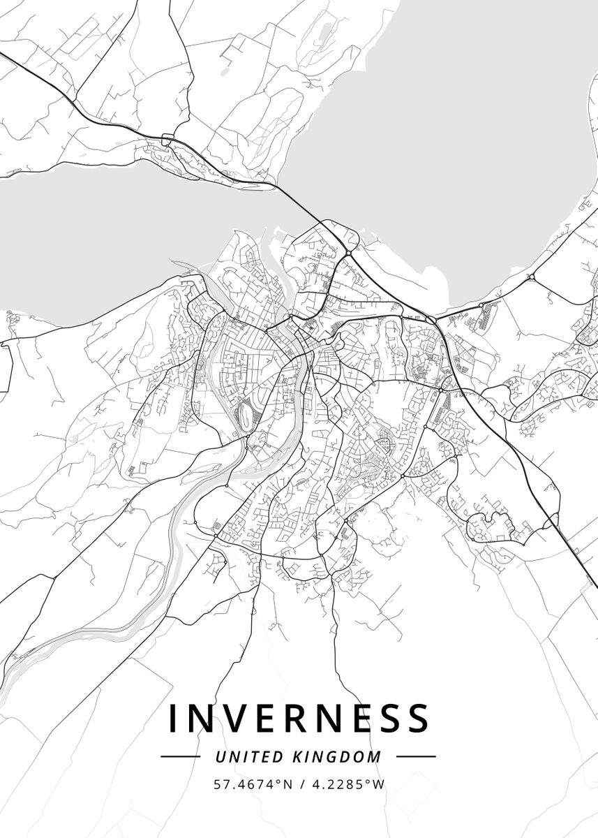 'Inverness, United Kingdom' Poster, picture, metal print, paint by ...