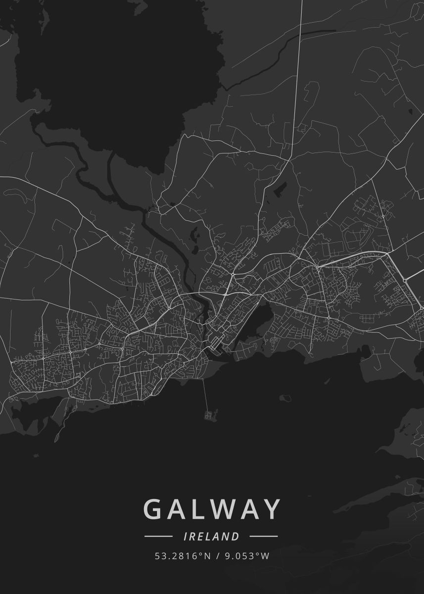 'Galway, Ireland' Poster by Designer Map Art | Displate