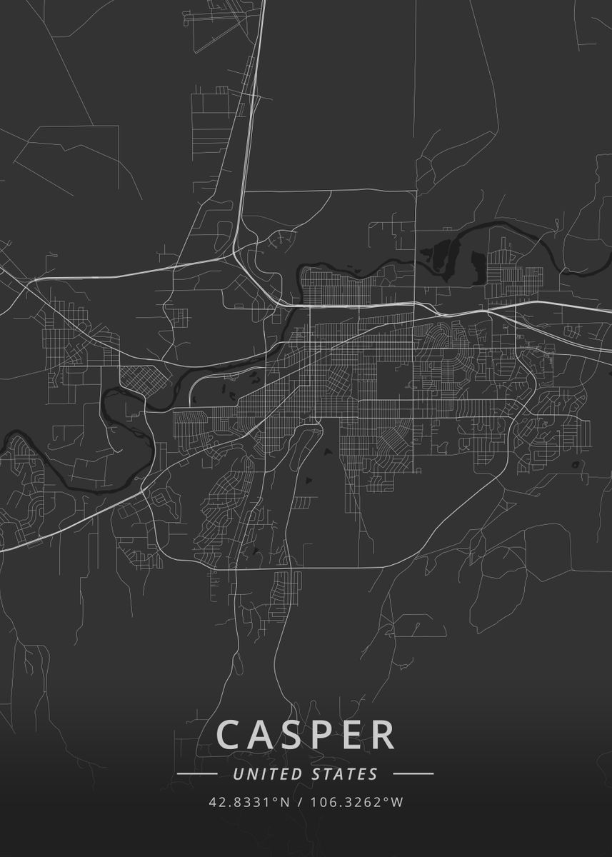 'Casper, United States' Poster by Designer Map Art | Displate