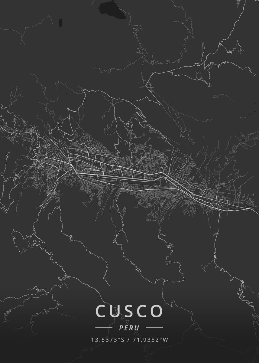 'Cusco, Peru' Poster by Designer Map Art | Displate