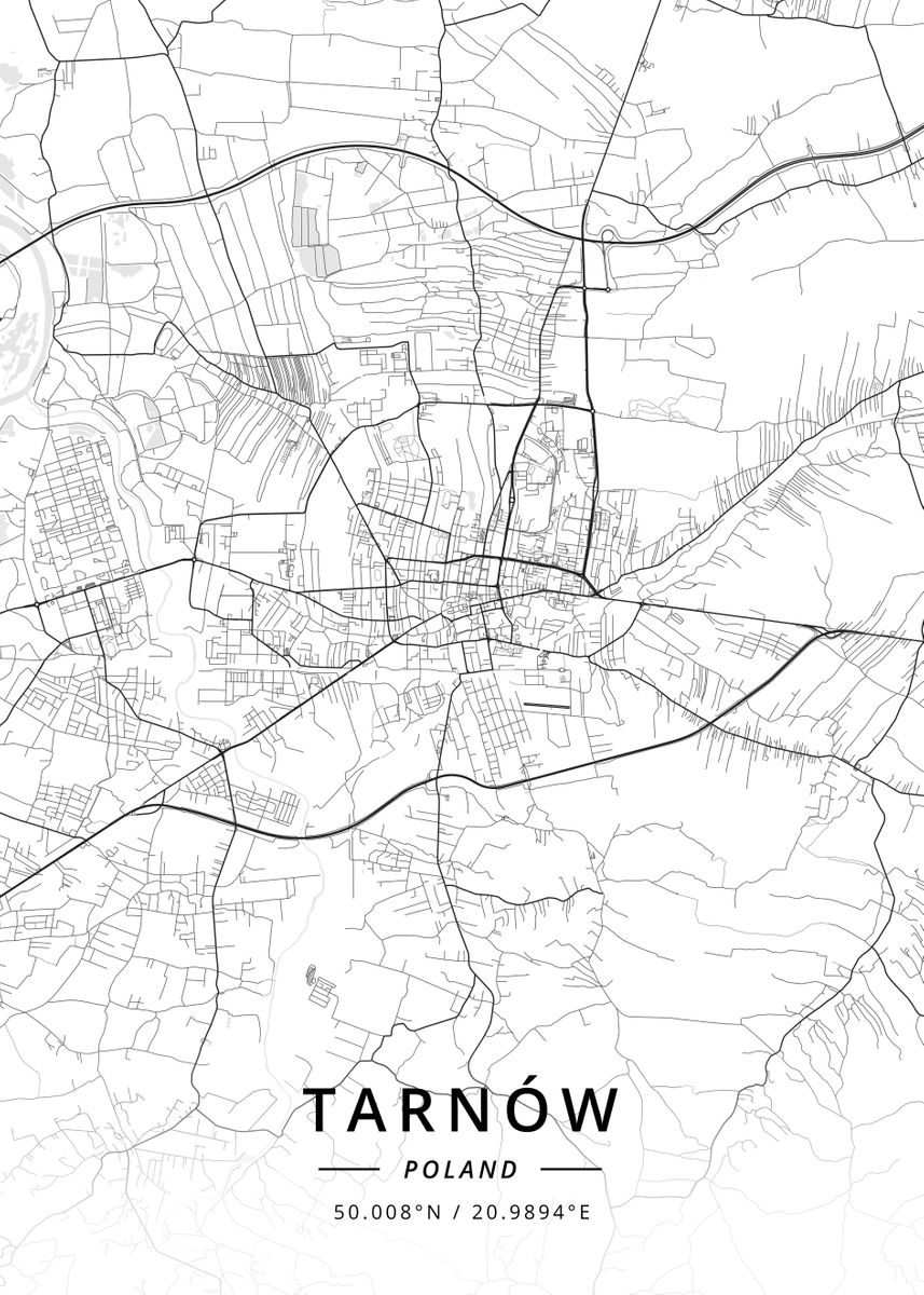'Tarnow, Poland' Poster, picture, metal print, paint by Designer Map ...