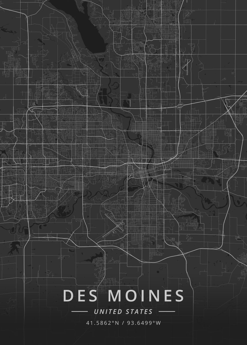 'Des Moines, United States' Poster, picture, metal print, paint by ...