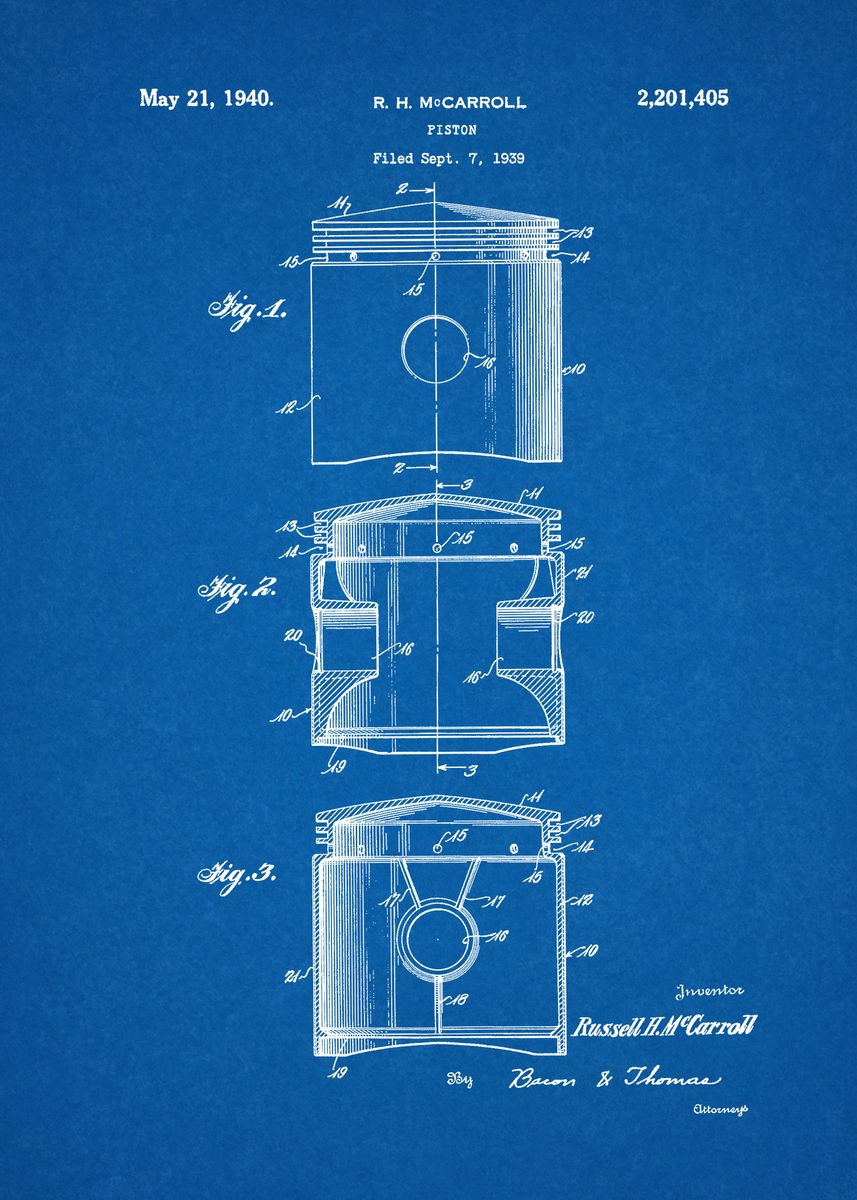 '1939 Piston' Poster, picture, metal print, paint by Nicram K | Displate