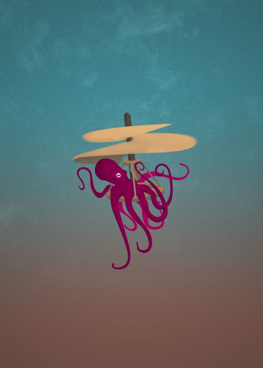 'Flying octopus' Poster by Dalibro | Displate