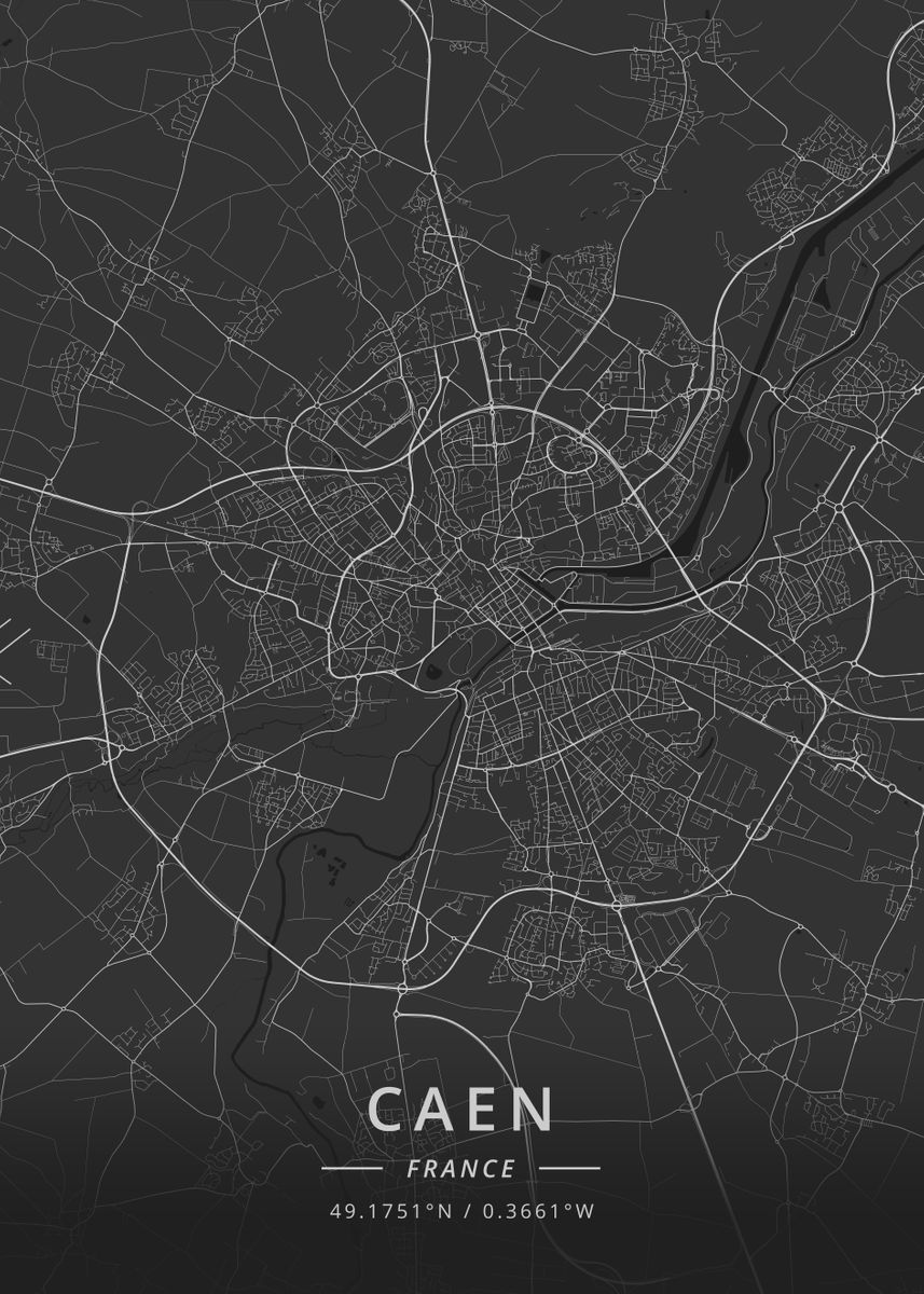 'Caen, France' Poster by Designer Map Art | Displate