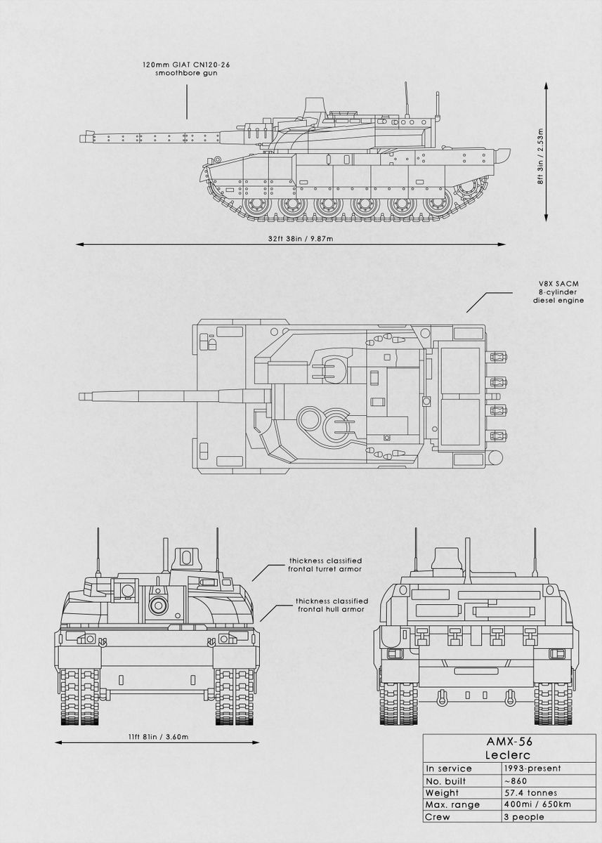 'AMX56 Leclerc' Poster, picture, metal print, paint by Iwoko | Displate
