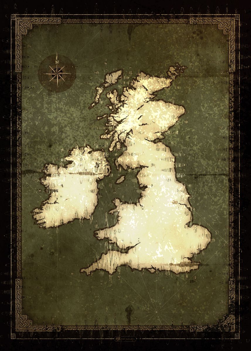 'Grunge Vintage Britain Map' Poster, picture, metal print, paint by ...