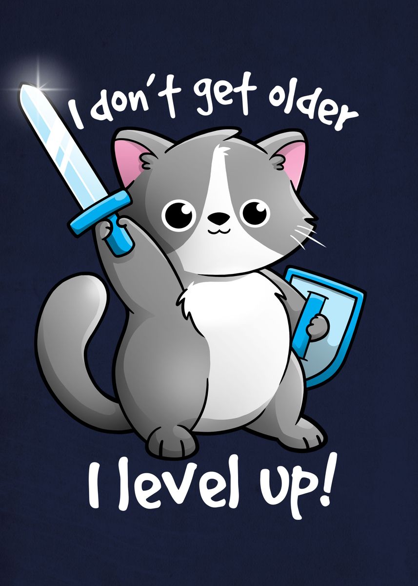 'level up cat' Poster, picture, metal print, paint by NemiMakeit Fadda ...