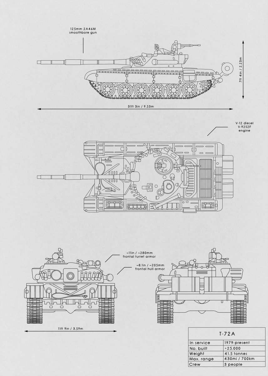 'T 72A' Poster, picture, metal print, paint by Iwoko | Displate