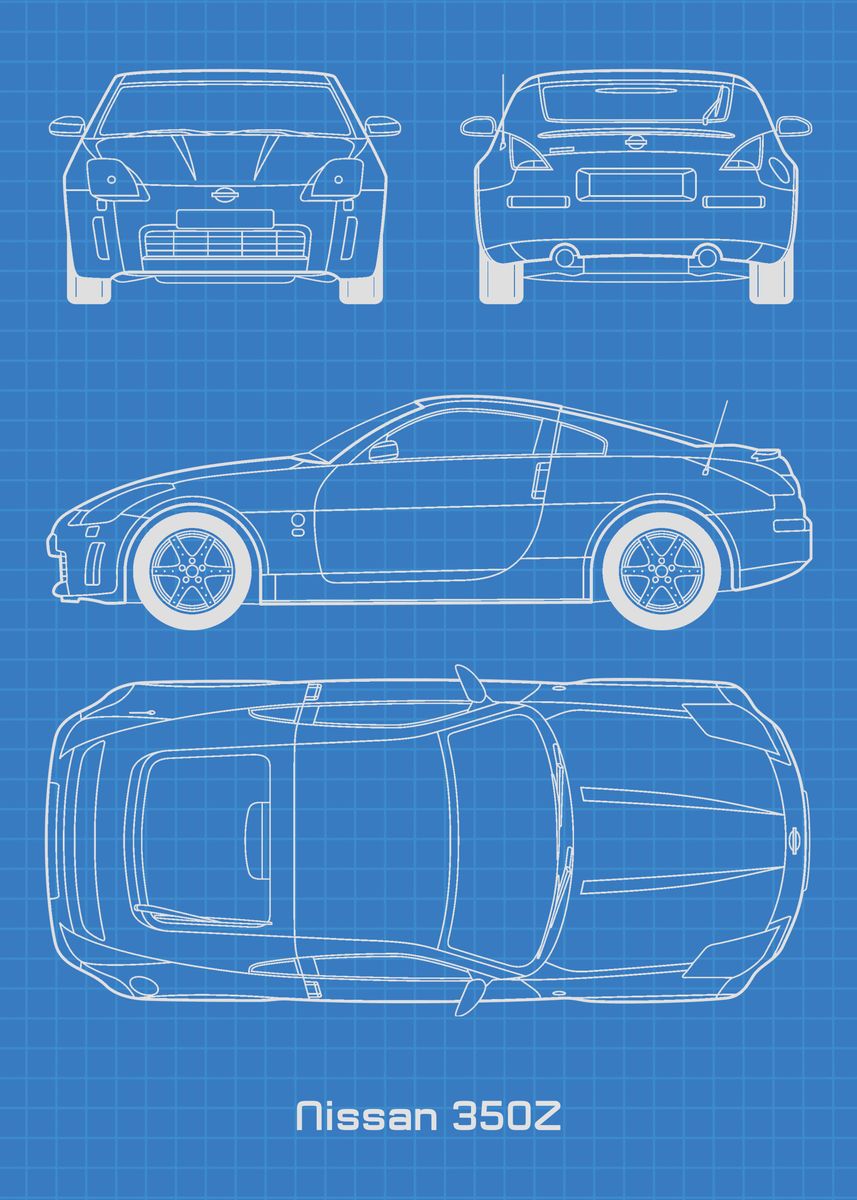 'Nissan 350Z Blueprint' Poster, picture, metal print, paint by ...