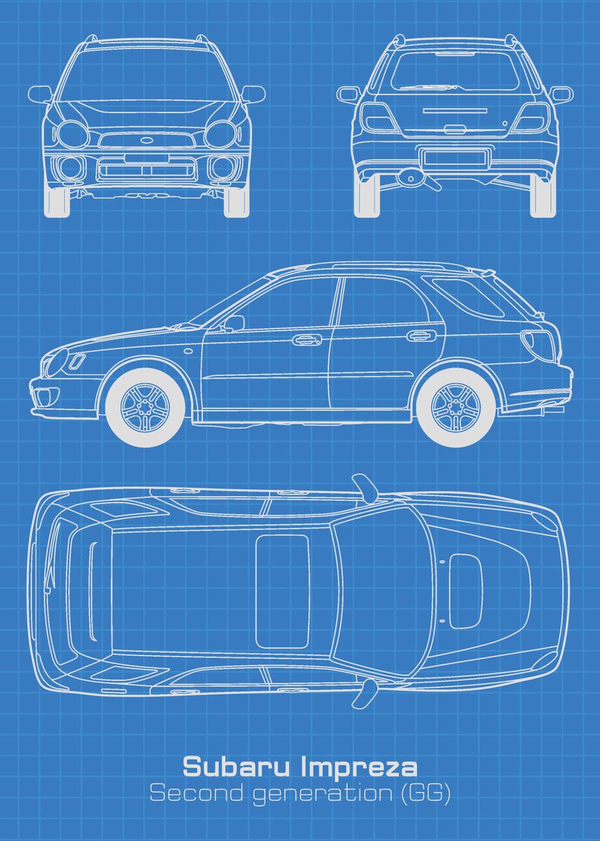 'Subaru Impreza GG' Poster by Aleksandras Palivonas | Displate
