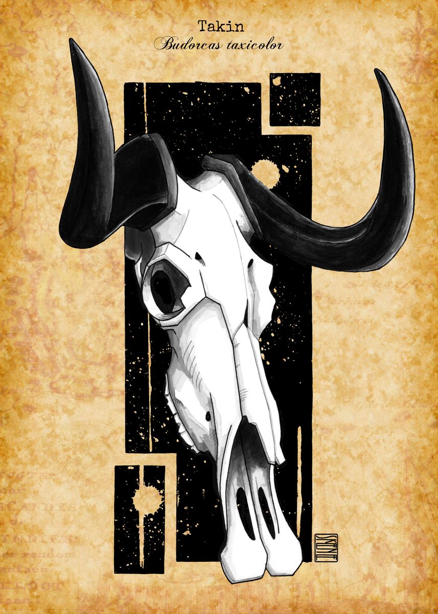 'Takin Skull' Poster, picture, metal print, paint by Skeenee Art | Displate