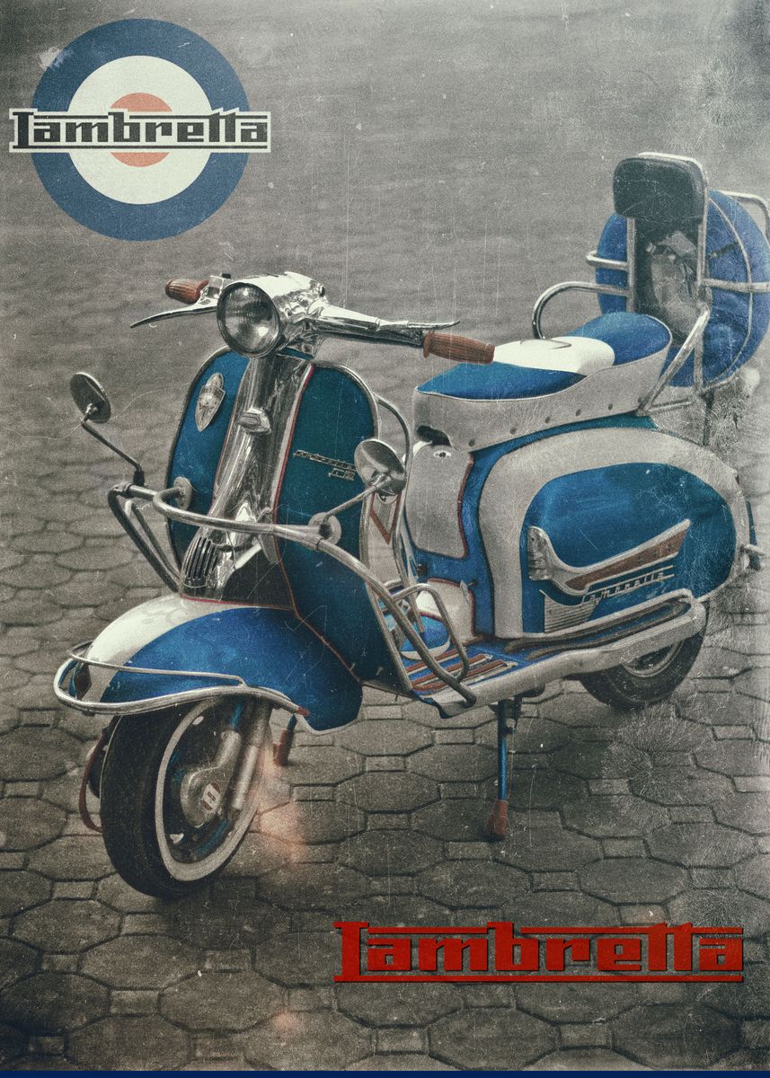 'Vintage Lambretta scooter' Poster, picture, metal print, paint by ...