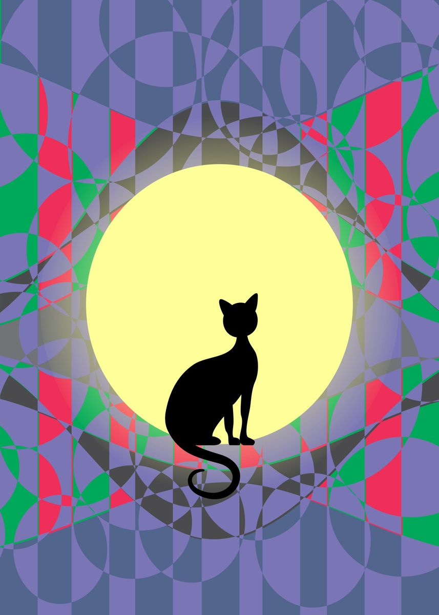 'O gato e lua cheia' Poster by Isa Pítanga | Displate