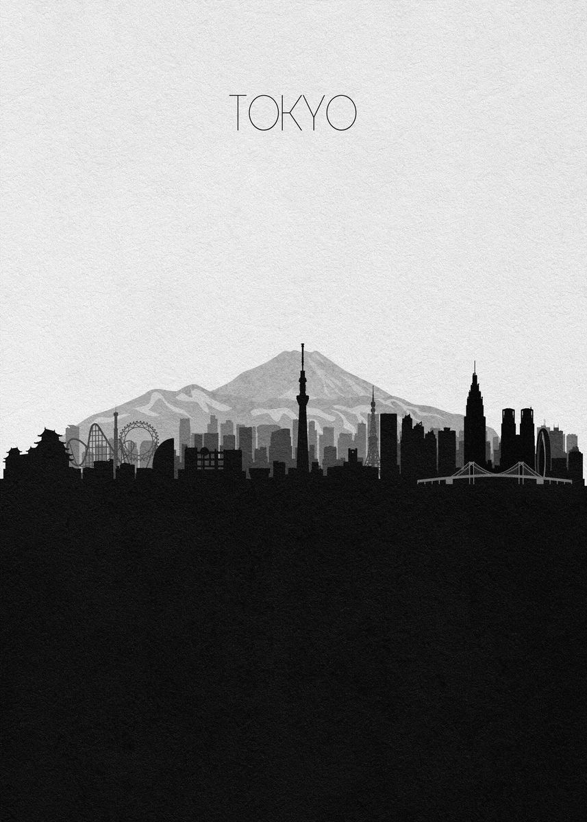 'Tokyo Skyline' Poster, picture, metal print, paint by Deniz A. | Displate