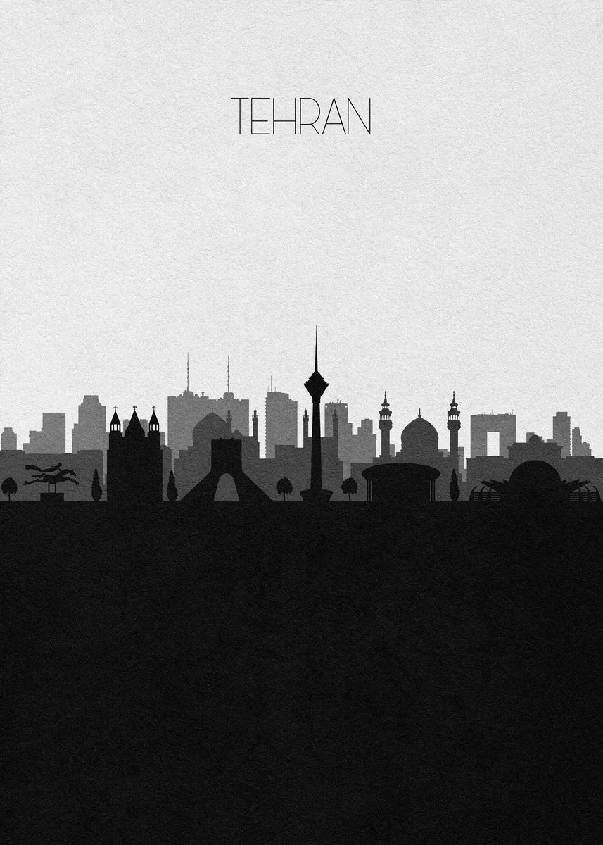 'Tehran Skyline' Poster, picture, metal print, paint by Deniz A. | Displate