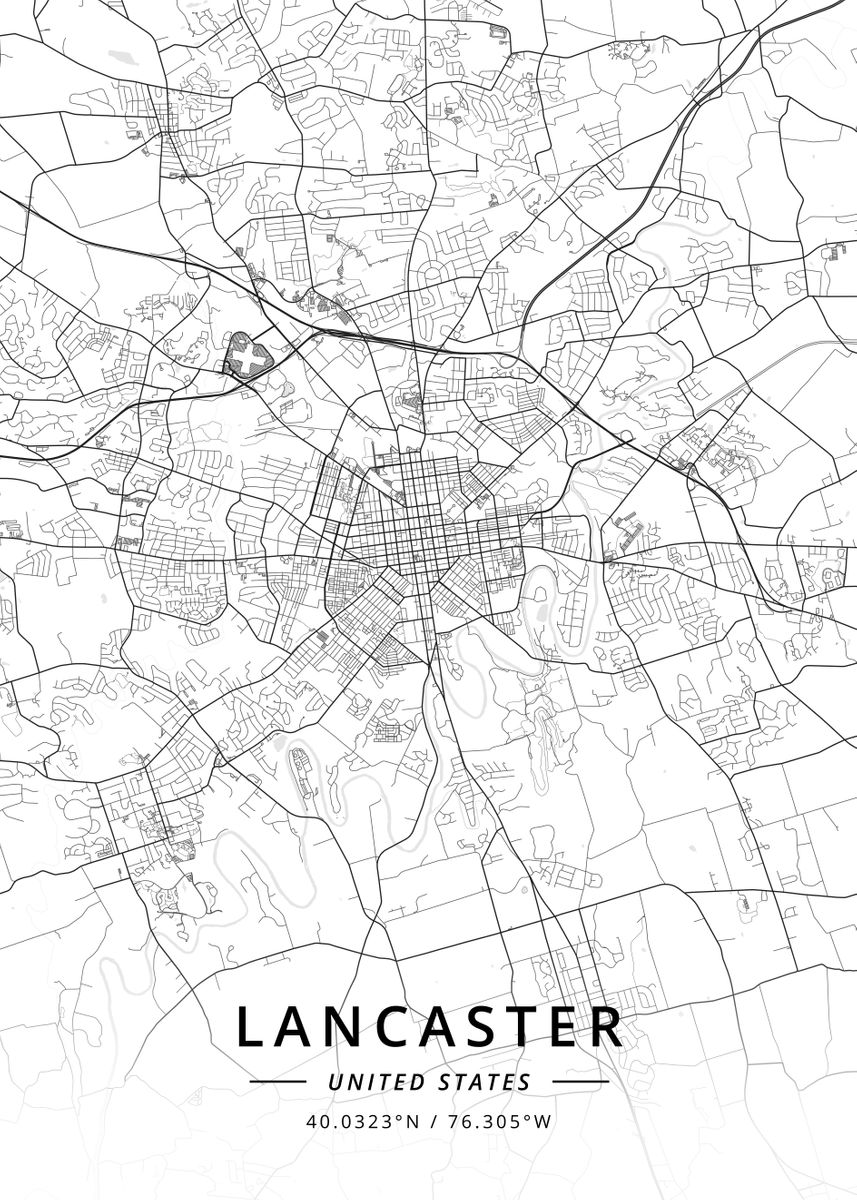 'Lancaster United States' Poster by Designer Map Art | Displate
