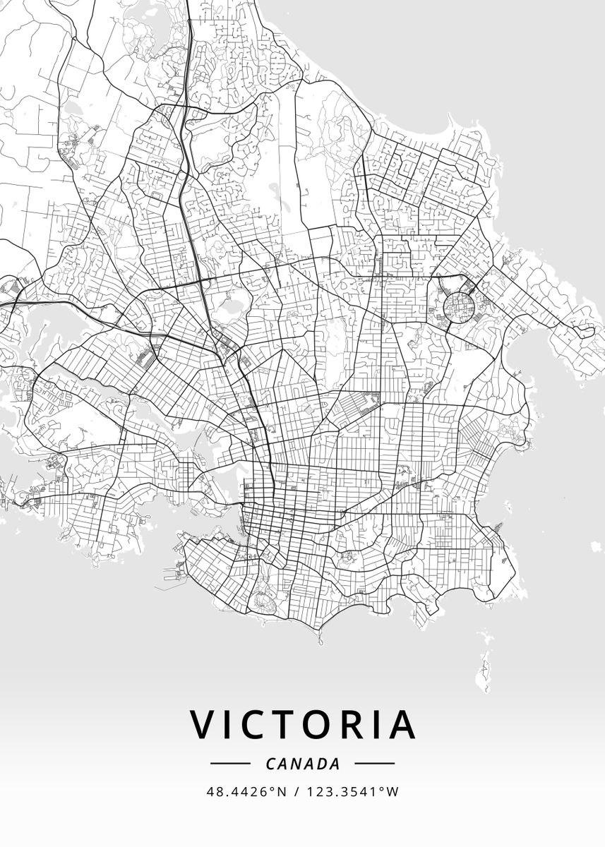 'Victoria Canada' Poster, picture, metal print, paint by Designer Map ...