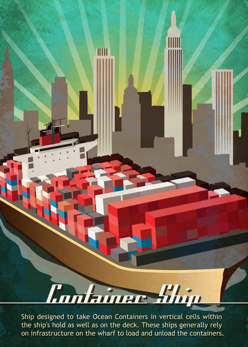 'Containership ' Poster, picture, metal print, paint by Osan Sollinamor ...