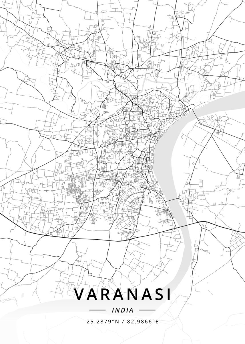 'Varanasi India' Poster, picture, metal print, paint by Designer Map ...