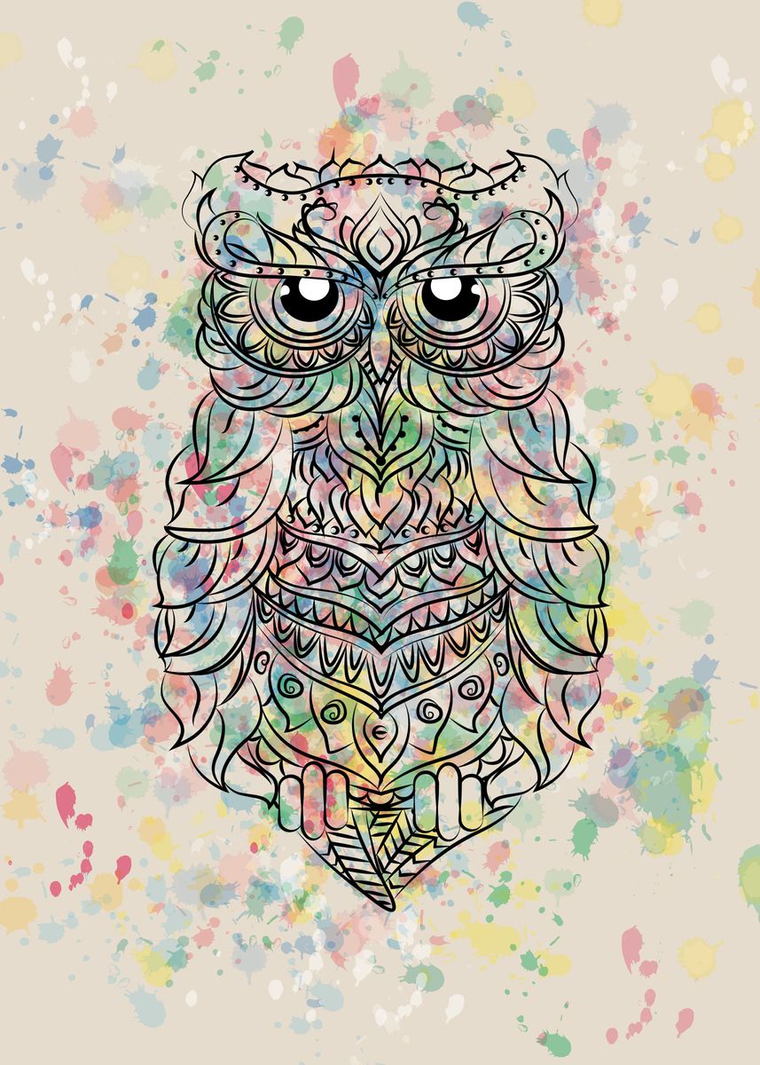 'Owl colors' Poster, picture, metal print, paint by Viledalı Cadı ...