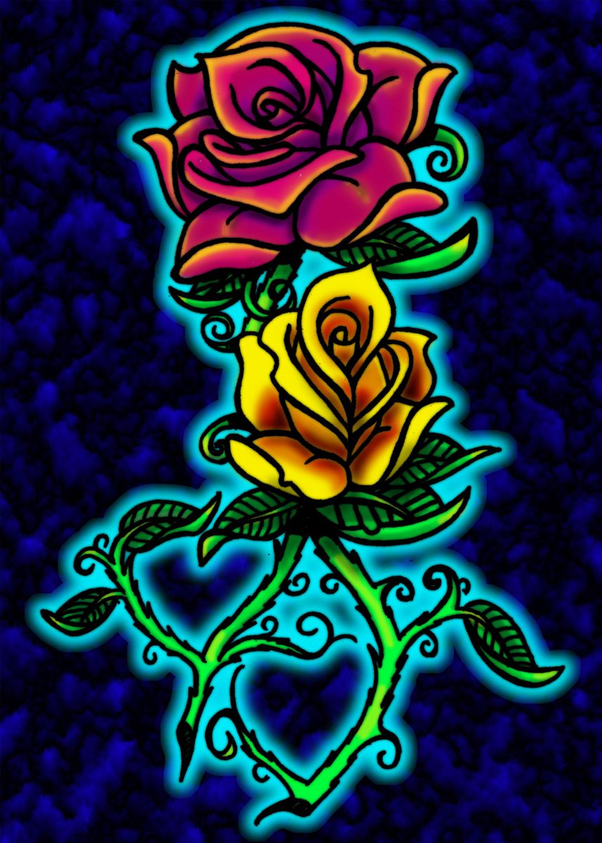 'Double Heart Rose' Poster by Nathaniel Mask | Displate