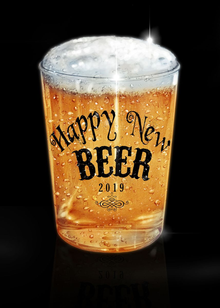 'Happy New Beer' Poster, picture, metal print, paint by Carlos Marques ...