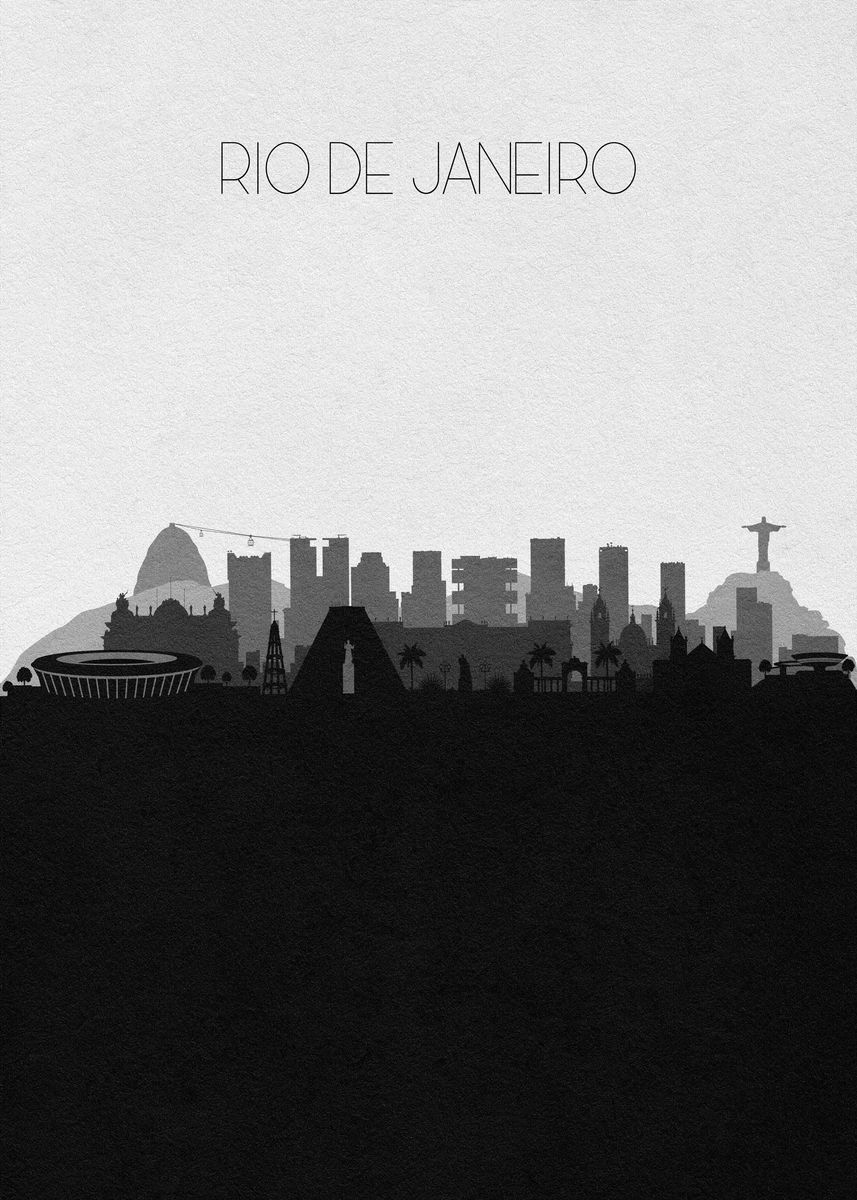 'Rio Skyline' Poster, picture, metal print, paint by Deniz A. | Displate