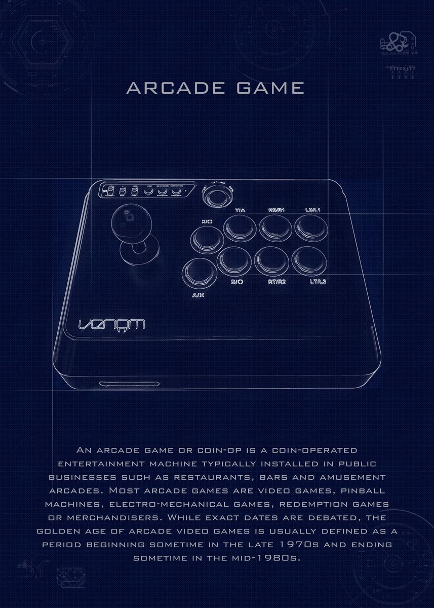 'Arcade Blueprint' Poster, picture, metal print, paint by Gab Fernando ...