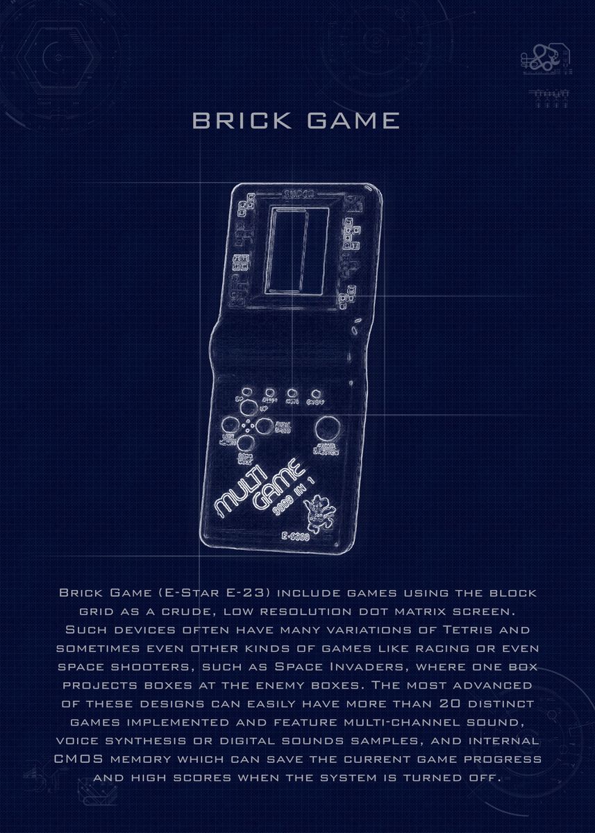 'Brick Game Blueprint' Poster, picture, metal print, paint by Gab ...