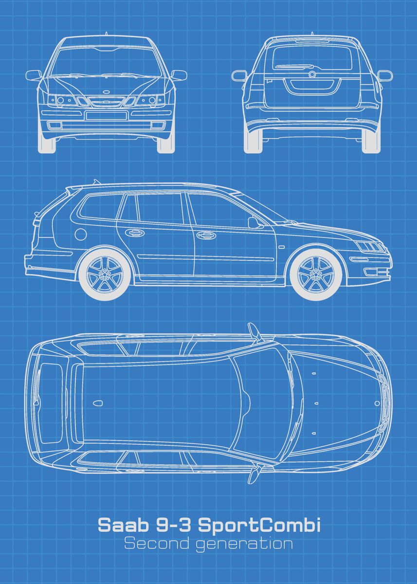 'Saab 9 3 II Gen Sportwagon' Poster by Aleksandras Palivonas | Displate