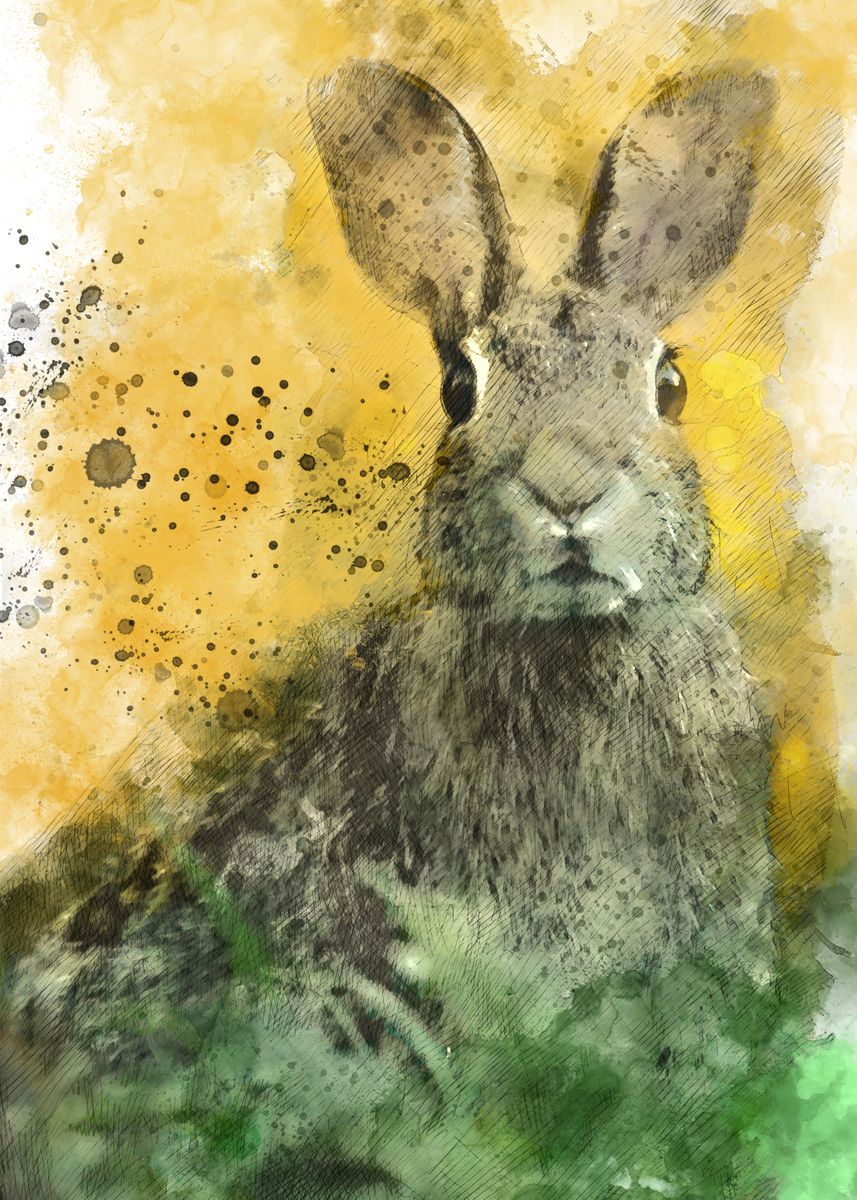 'Watercolour Rabbit' Poster by Fanfreak | Displate