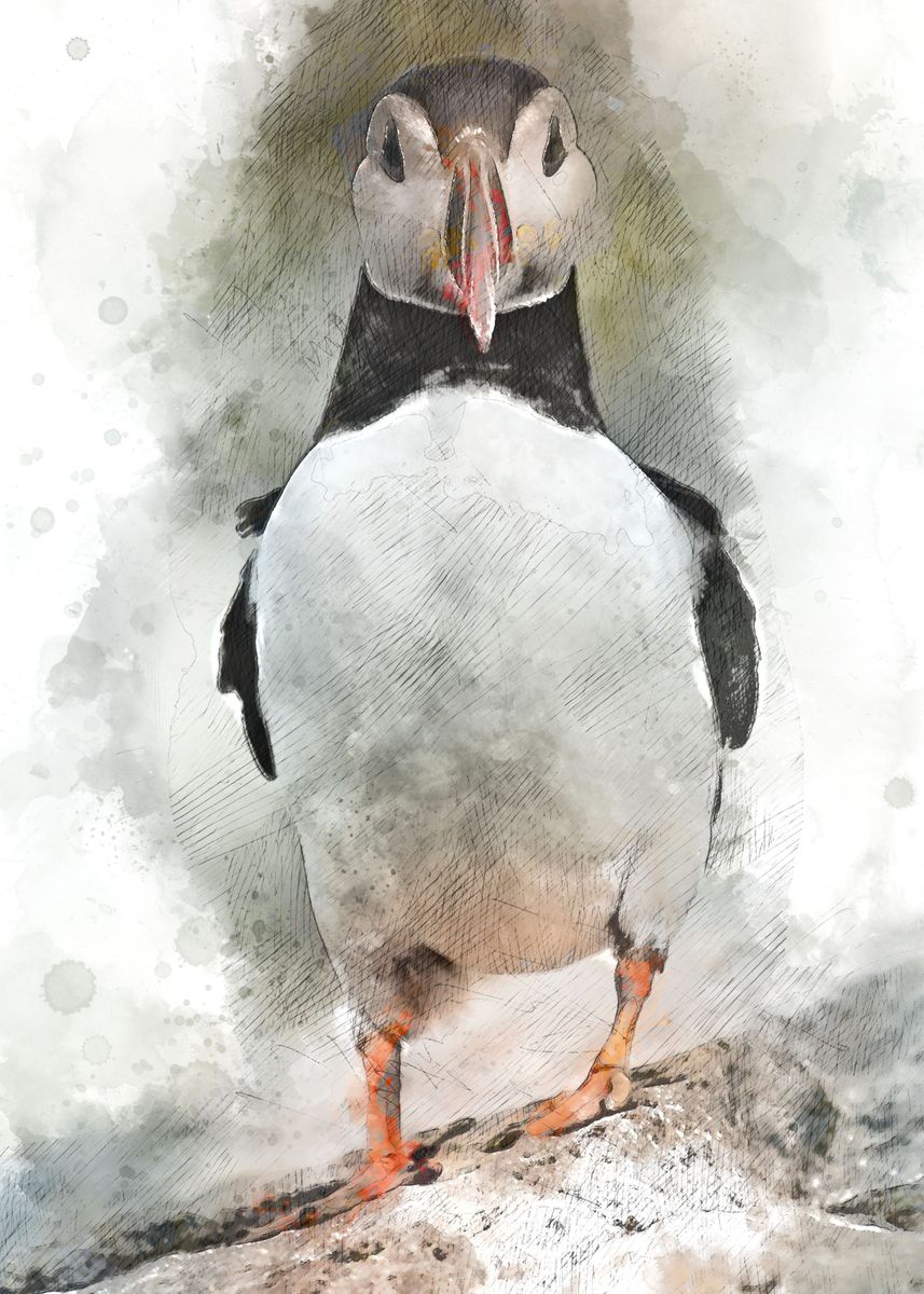 'Watercolour Puffin' Poster by Fanfreak | Displate