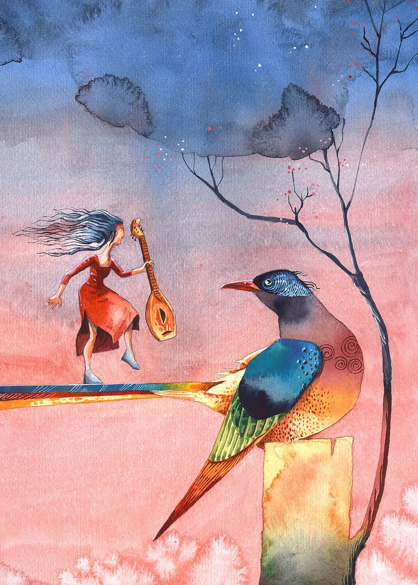 'Two friends Fairy tale Gir' Poster, picture, metal print, paint by ...