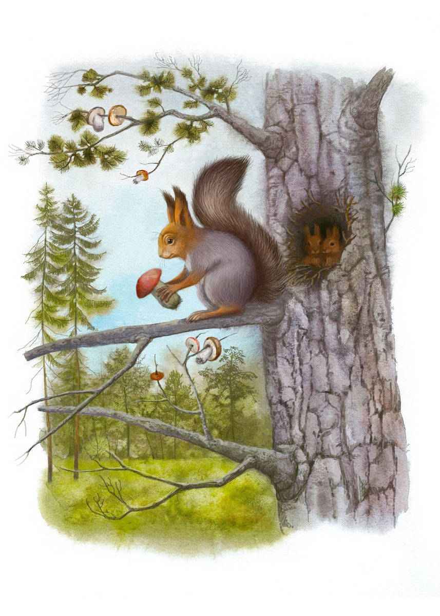 'Squirrel' Poster, picture, metal print, paint by Vitali Dudarenka ...