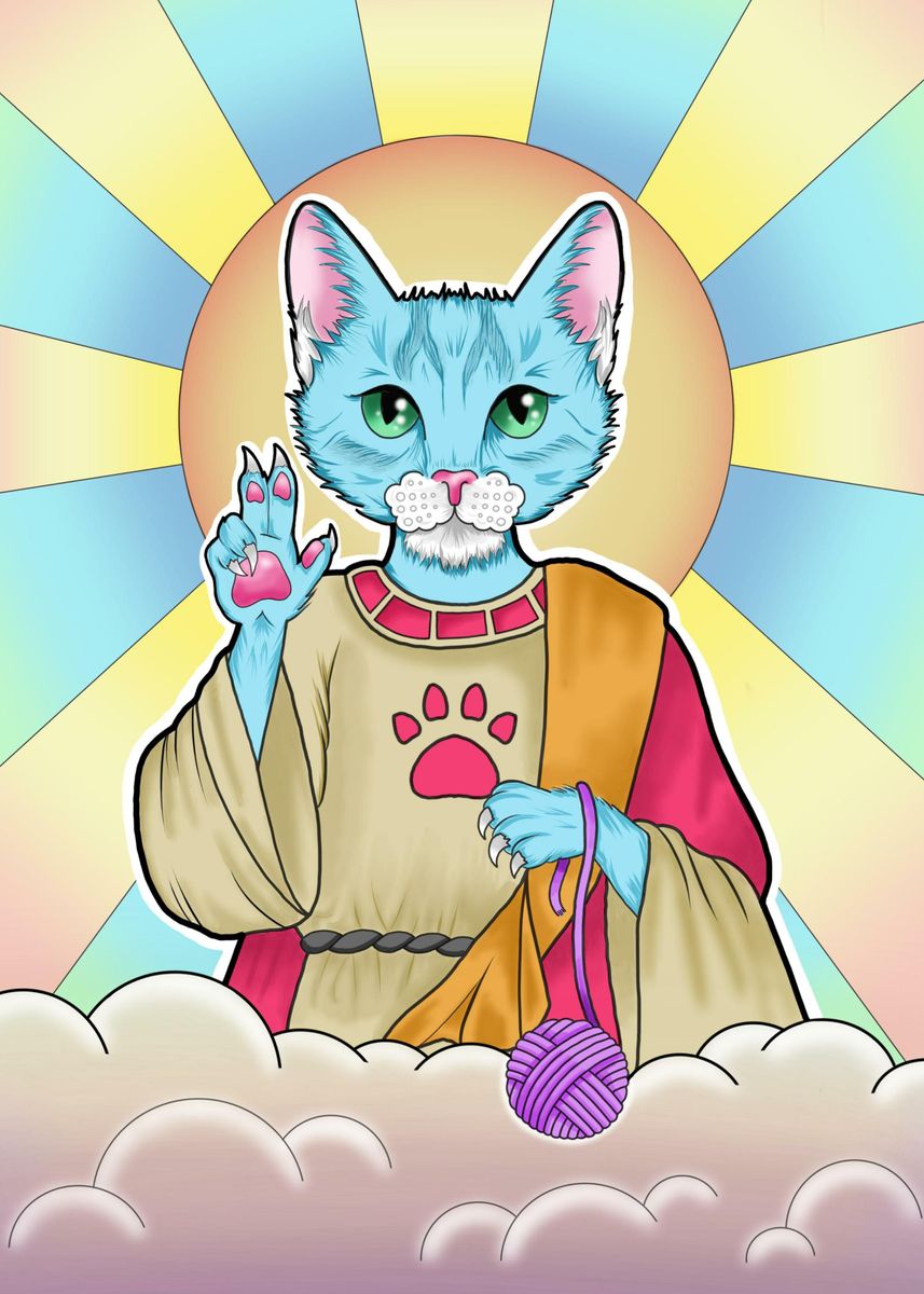 'Cat Deity' Poster, picture, metal print, paint by Chrisse Macgregor ...