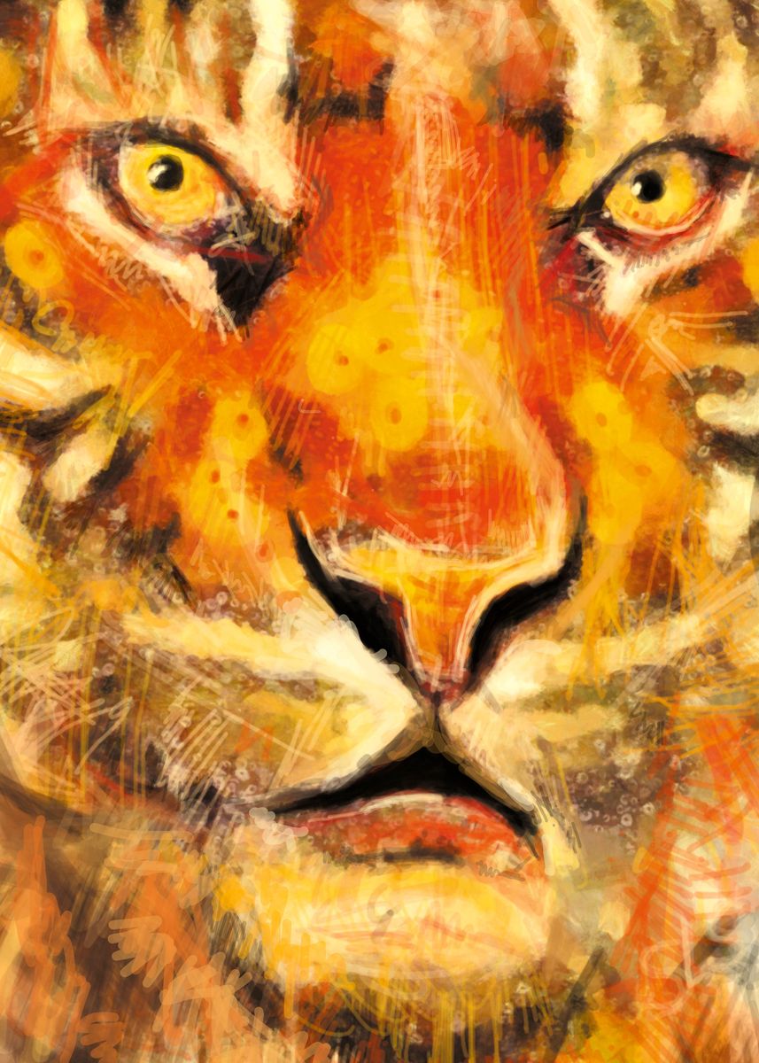 'Tigress' Poster, picture, metal print, paint by Scott Smith | Displate