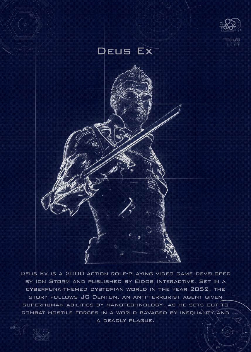 'Deus Ex blueprints' Poster, picture, metal print, paint by Gab ...