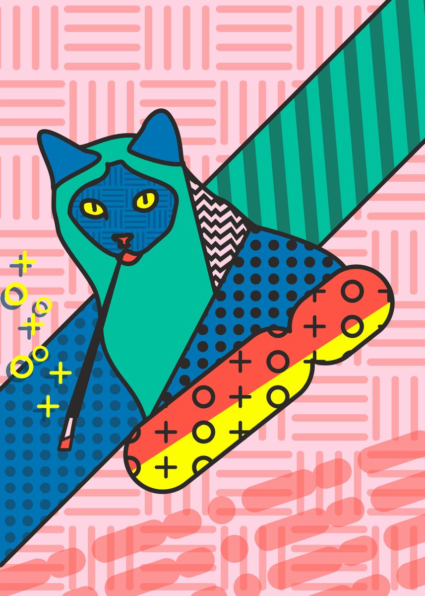 'memphis style cat' Poster by cirt raul | Displate